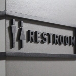 Texture Black Restroom Sign, Bathroom Wall Decor, Business Sign, Door ...