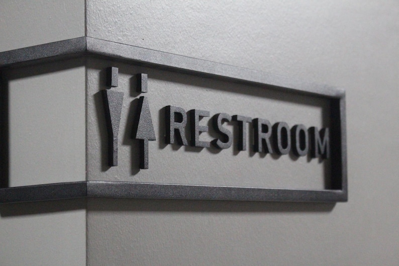 Texture Black Restroom Sign, Bathroom Wall Decor, Business Sign, Door ...