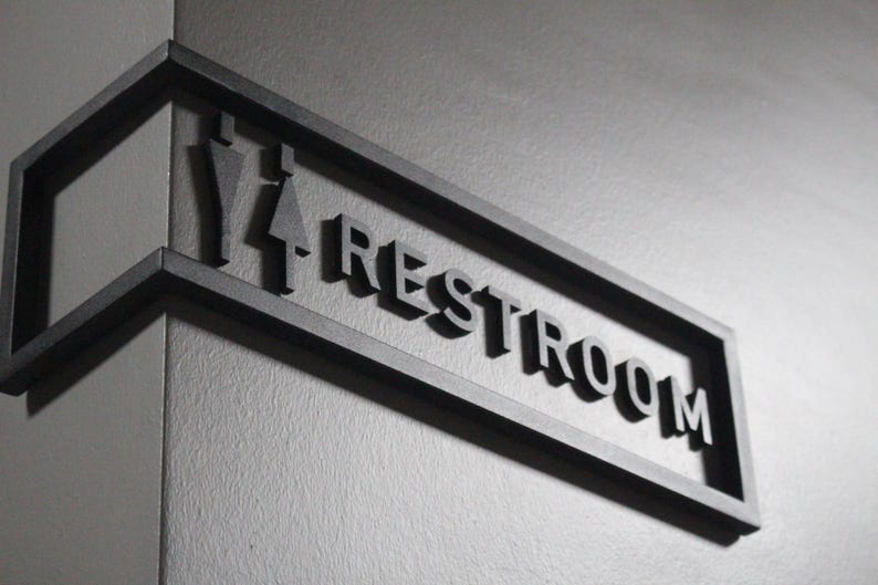 Texture Black Restroom Sign, Bathroom Wall Decor, Business Sign, Door ...