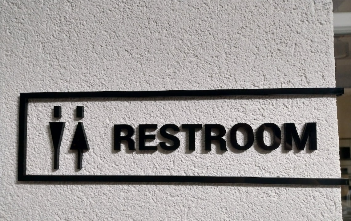 Modern Restroom Sign, Restroom Sign, Acrylic Wc Sign, Gender Door Sign ...