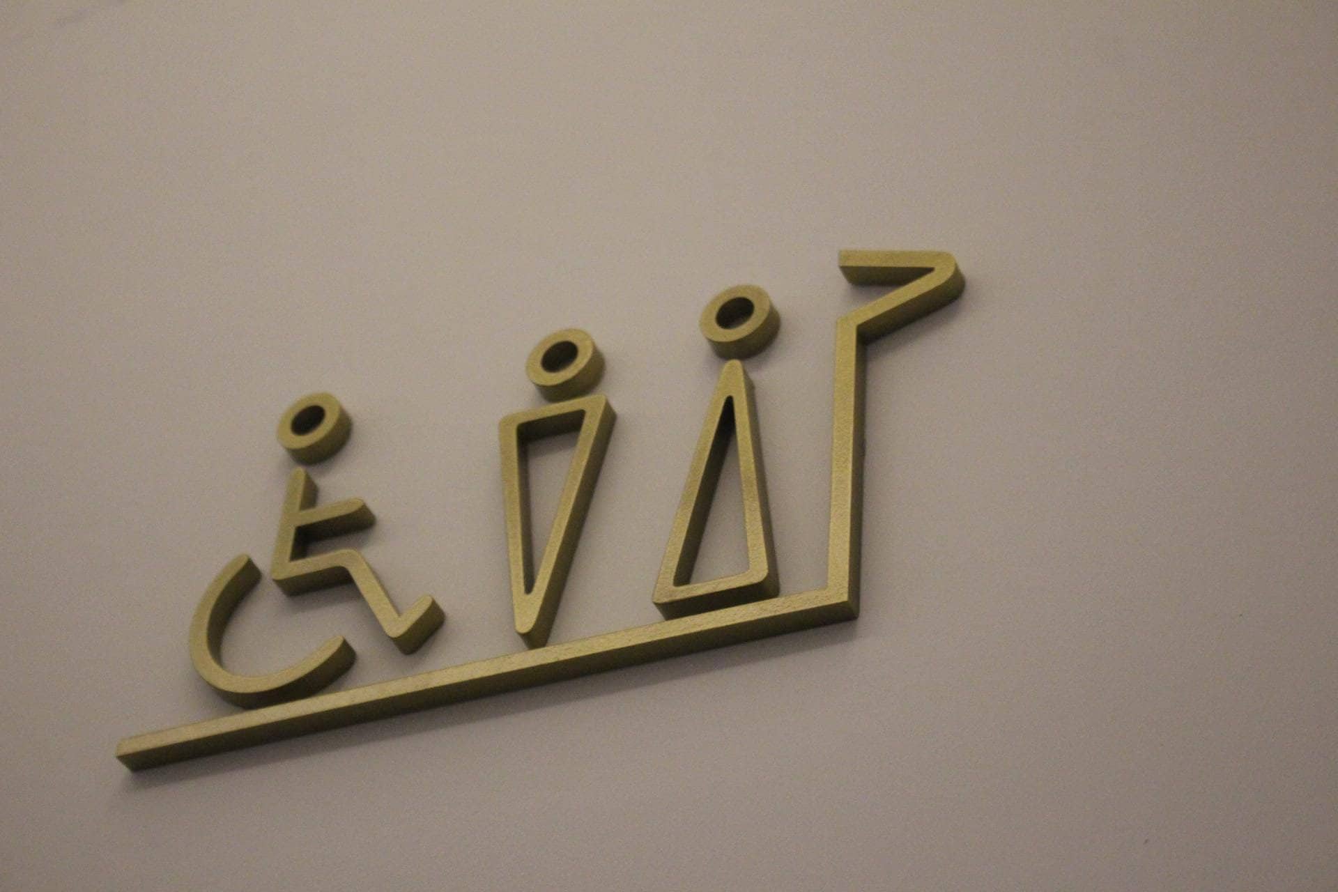 3d Bathroom Sign, Man Women Wheelchair, Metal Washroom Sign, Toilet ...