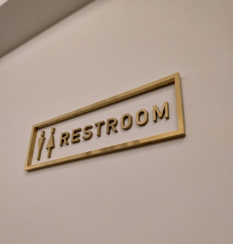 Modern Restroom Sign, Bathroom Art, Office Bathroom Wall Decor, Men ...