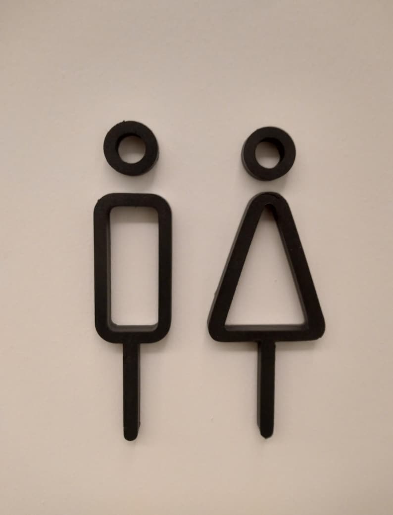 Bathroom Metal Sign, Modern Restroom Sign, Men Women Sign, Business Wc ...