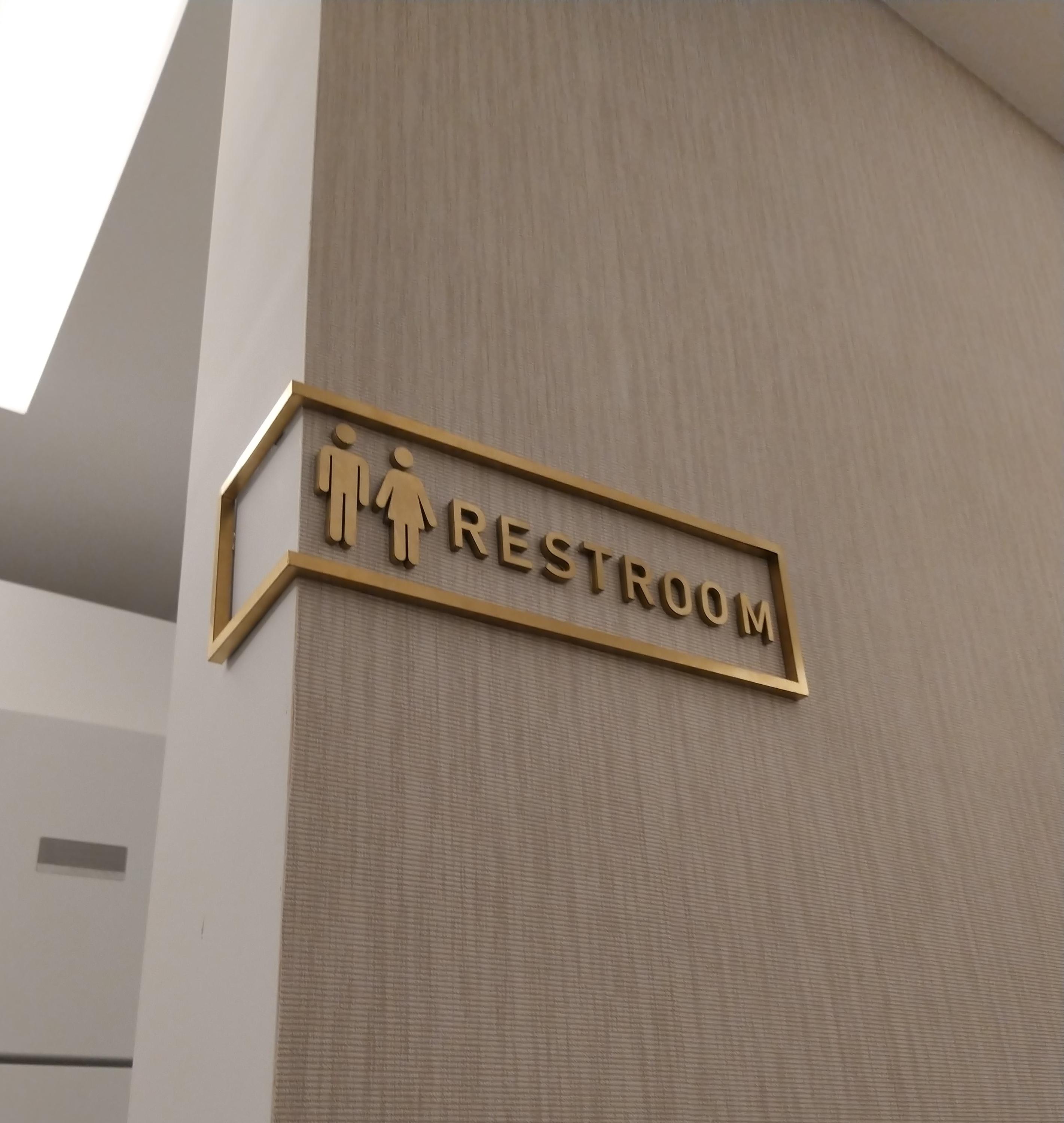 Corner Wrap Gold Restroom, Washroom, Bathroom Sign, Office Restroom ...