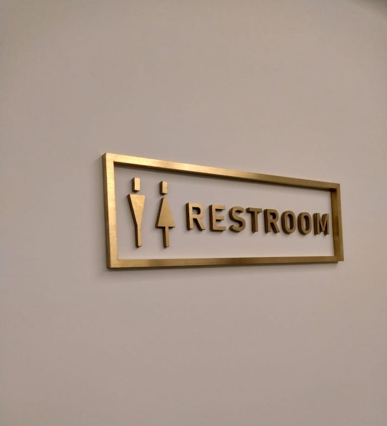 Modern Restroom Sign, Bathroom Art, Office Bathroom Wall Decor, Men ...