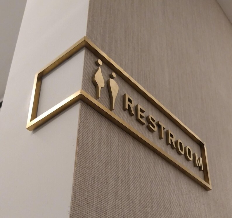Restroom Wall Sign, Modern Bathroom Marker, Unisex Toilet Plaque ...