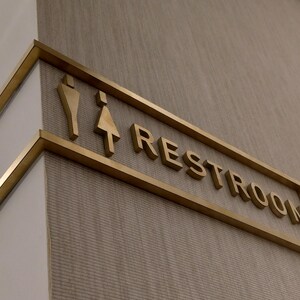 Corner Restroom Sign, Bathroom Sign, Bathroom Wall Decor, Business Sign ...