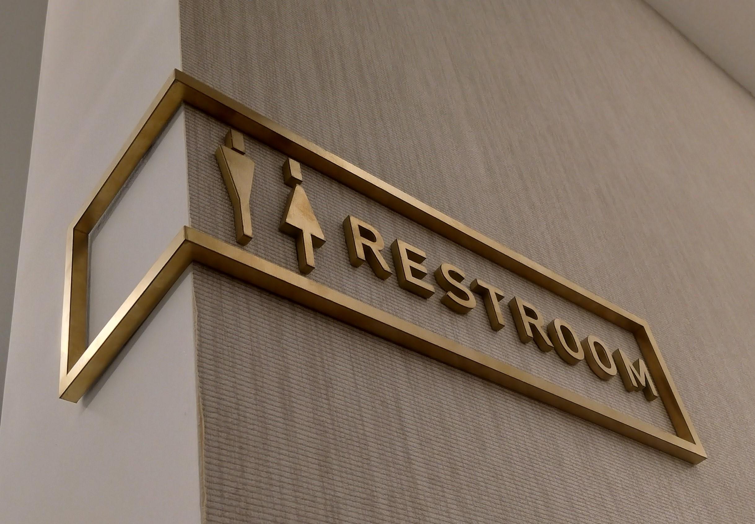 Corner Restroom Sign, Bathroom Sign, Bathroom Wall Decor, Business Sign ...