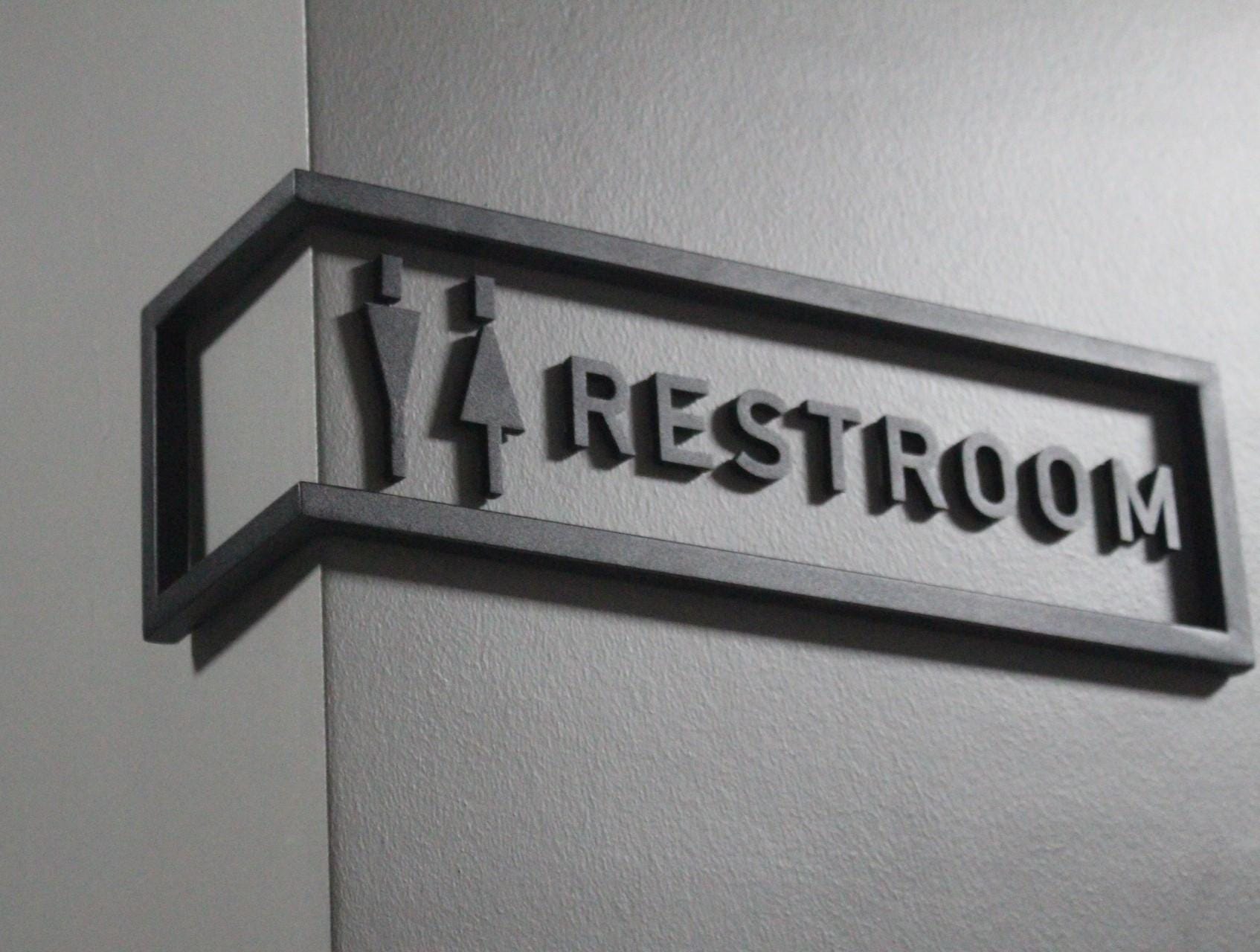 Texture Black Restroom Sign, Bathroom Wall Decor, Business Sign, Door ...