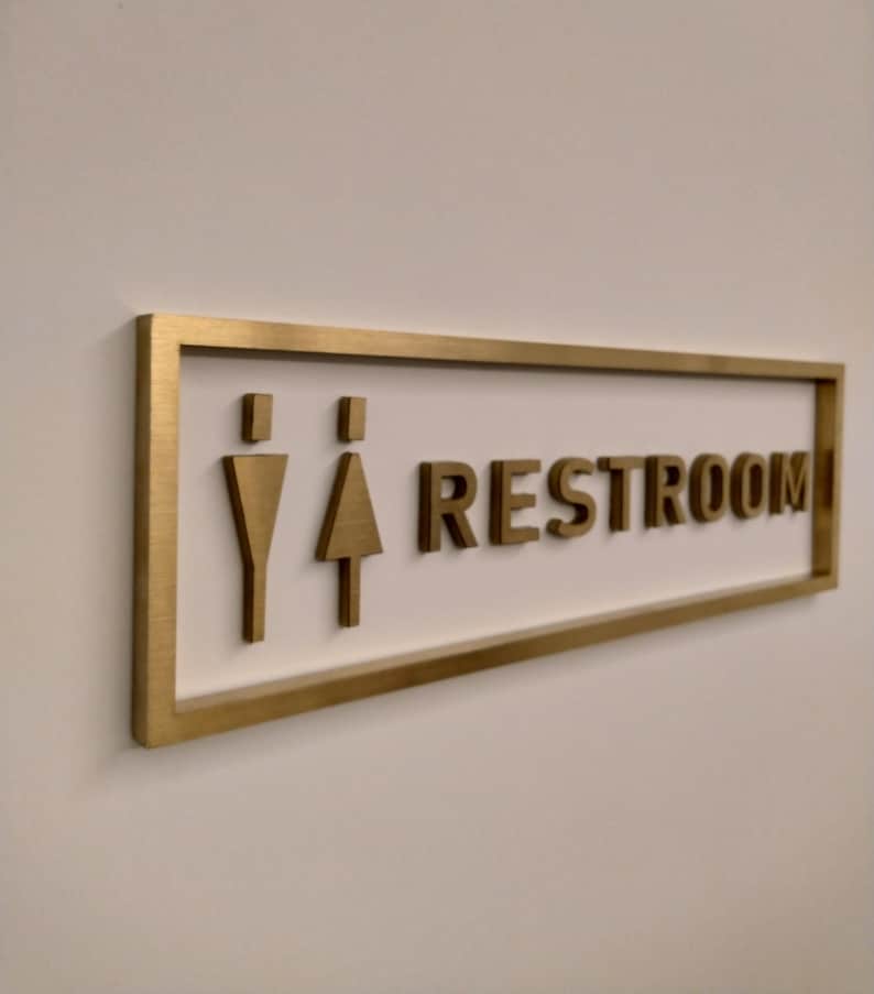 Modern Restroom Sign, Bathroom Art, Office Bathroom Wall Decor, Men ...