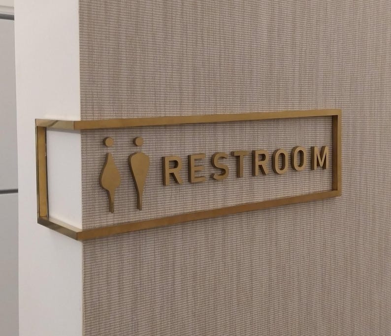 Restroom Wall Sign, Modern Bathroom Marker, Unisex Toilet Plaque ...