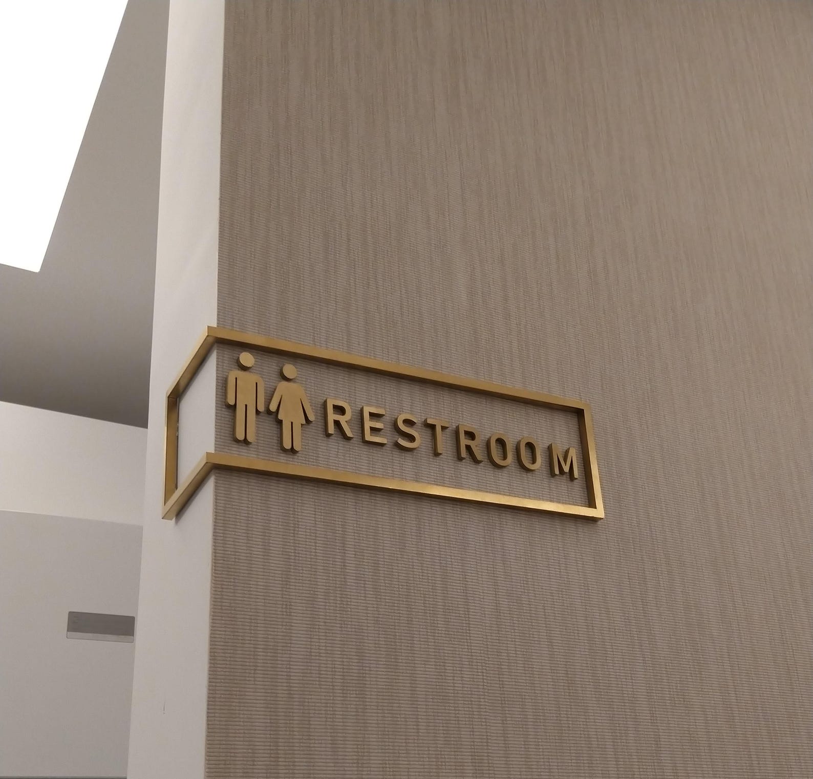 Corner Wrap Gold Restroom, Washroom, Bathroom Sign, Office Restroom ...