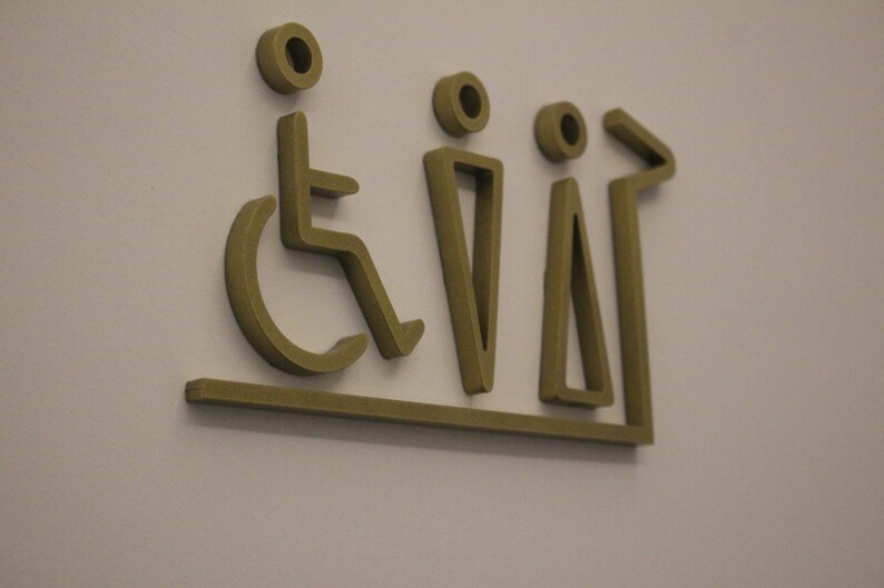 3d Bathroom Sign, Man Women Wheelchair, Metal Washroom Sign, Toilet ...