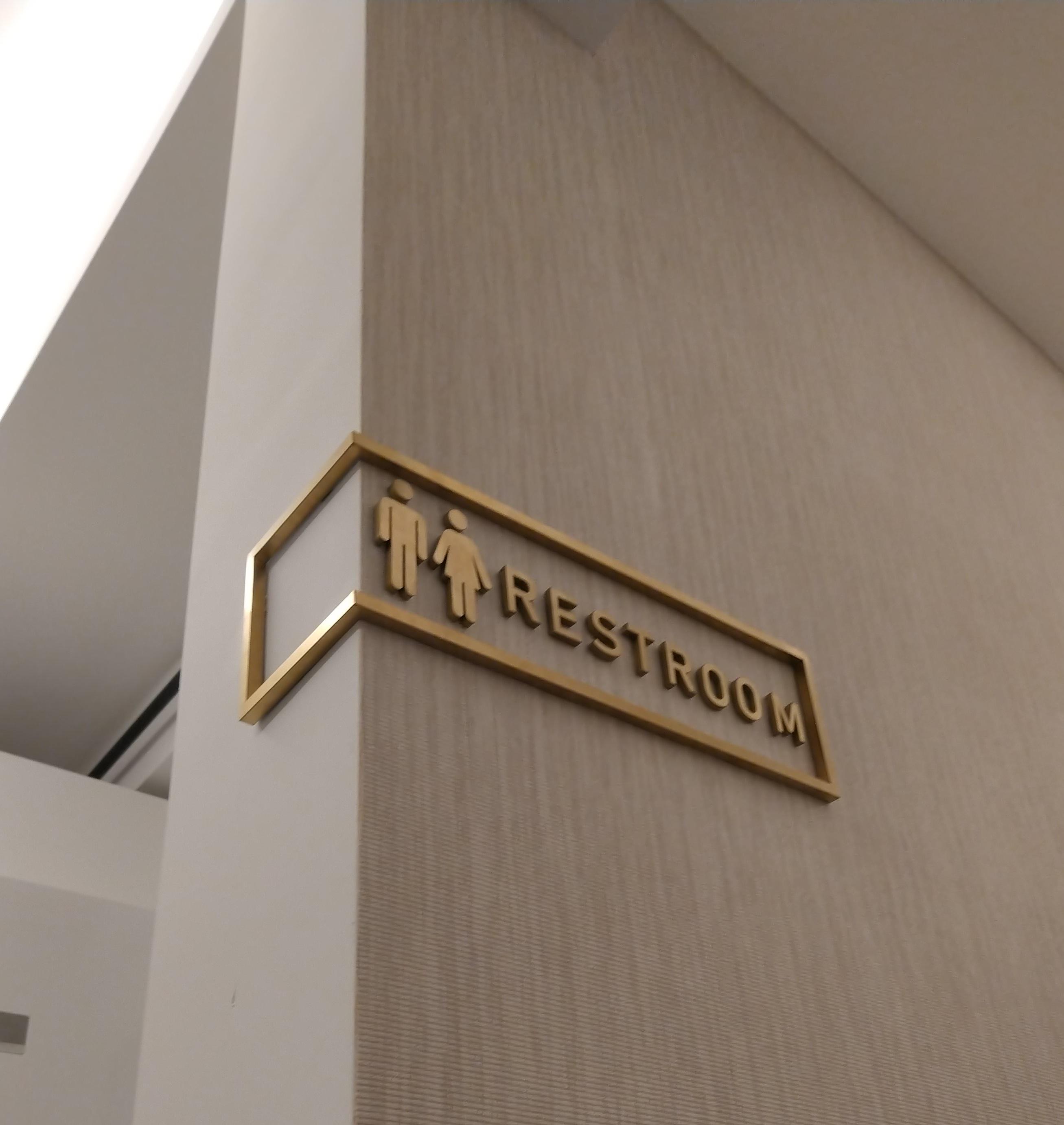 Corner Wrap Gold Restroom, Washroom, Bathroom Sign, Office Restroom ...