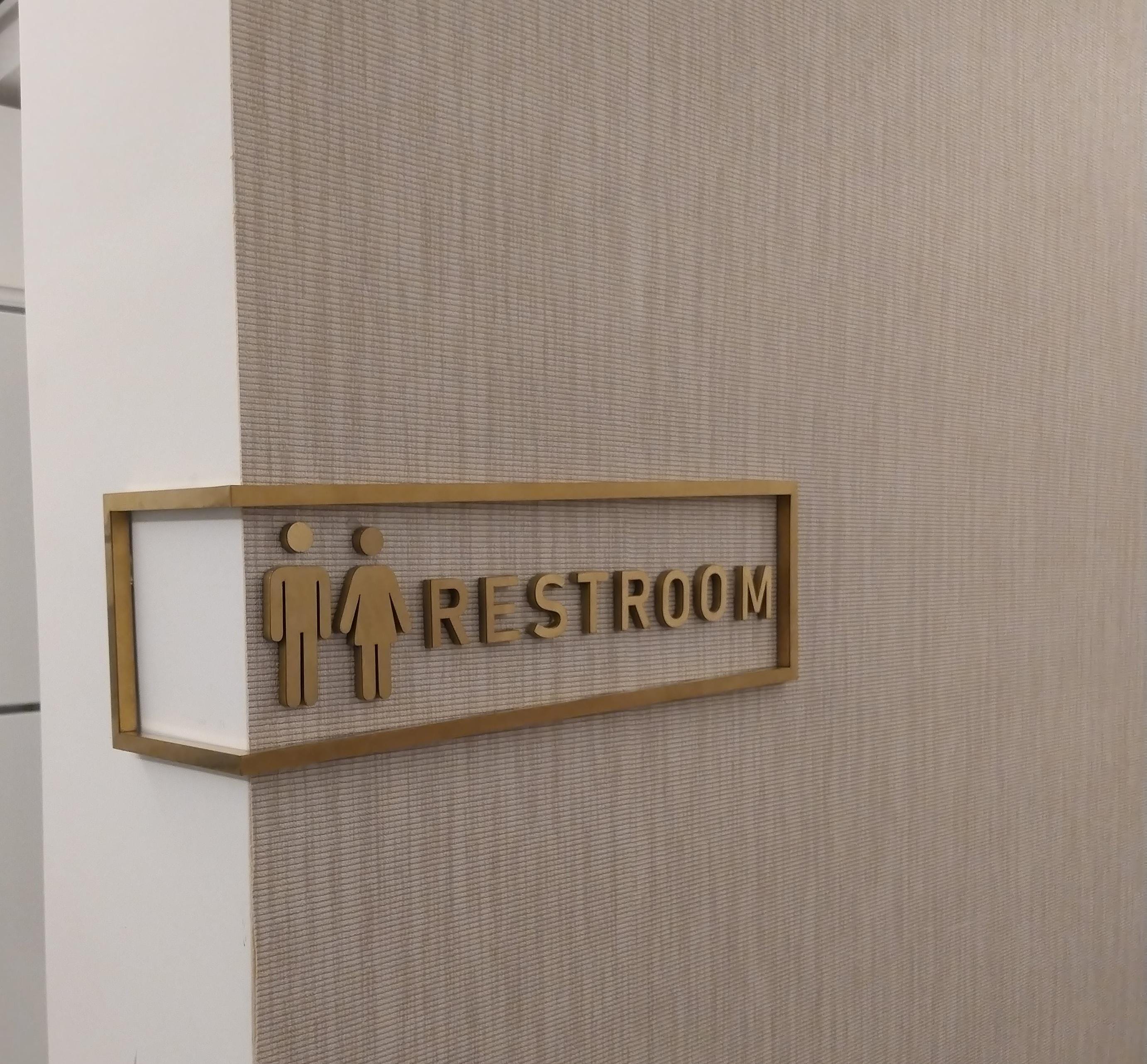 Corner Wrap Gold Restroom, Washroom, Bathroom Sign, Office Restroom ...