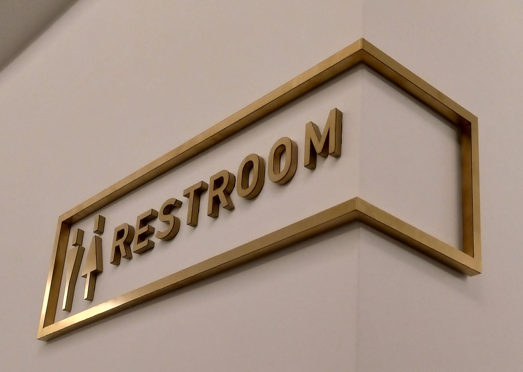 Corner Restroom Sign, Bathroom Sign, Bathroom Wall Decor, Business Sign ...