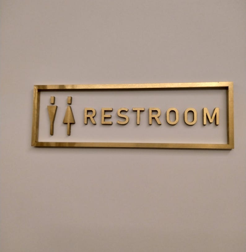 Modern Restroom Sign, Bathroom Art, Office Bathroom Wall Decor, Men ...