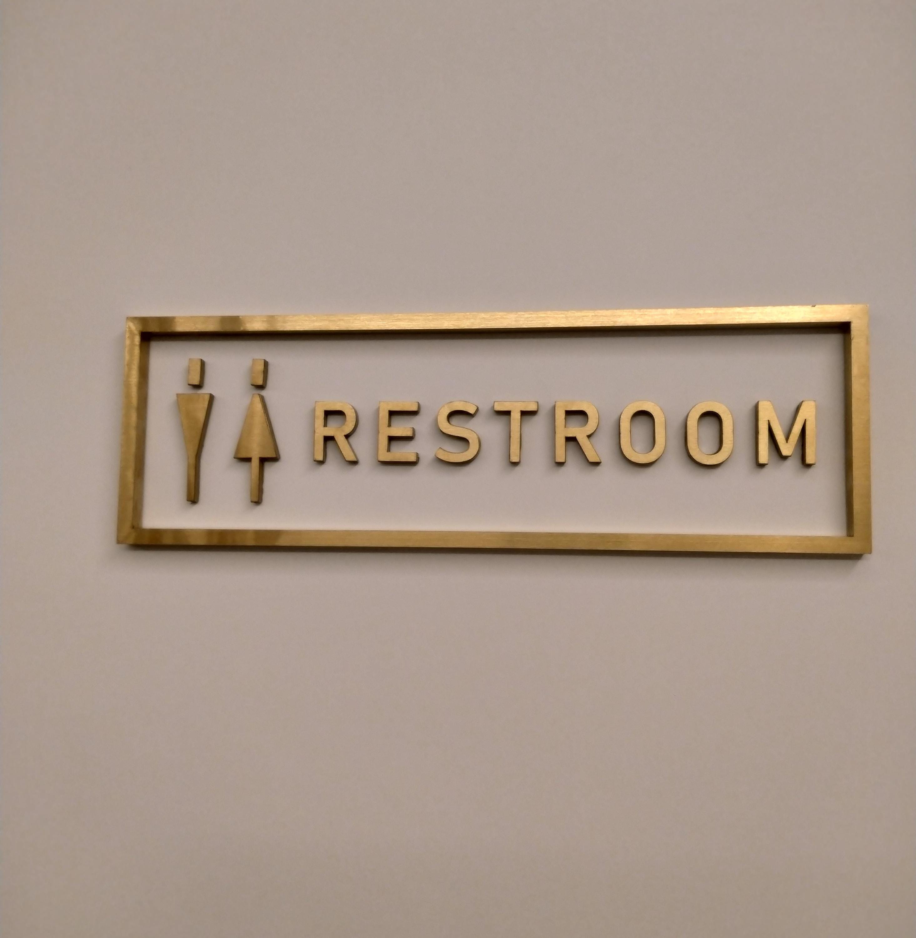 Modern Restroom Sign, Bathroom Art, Office Bathroom Wall Decor, Men ...