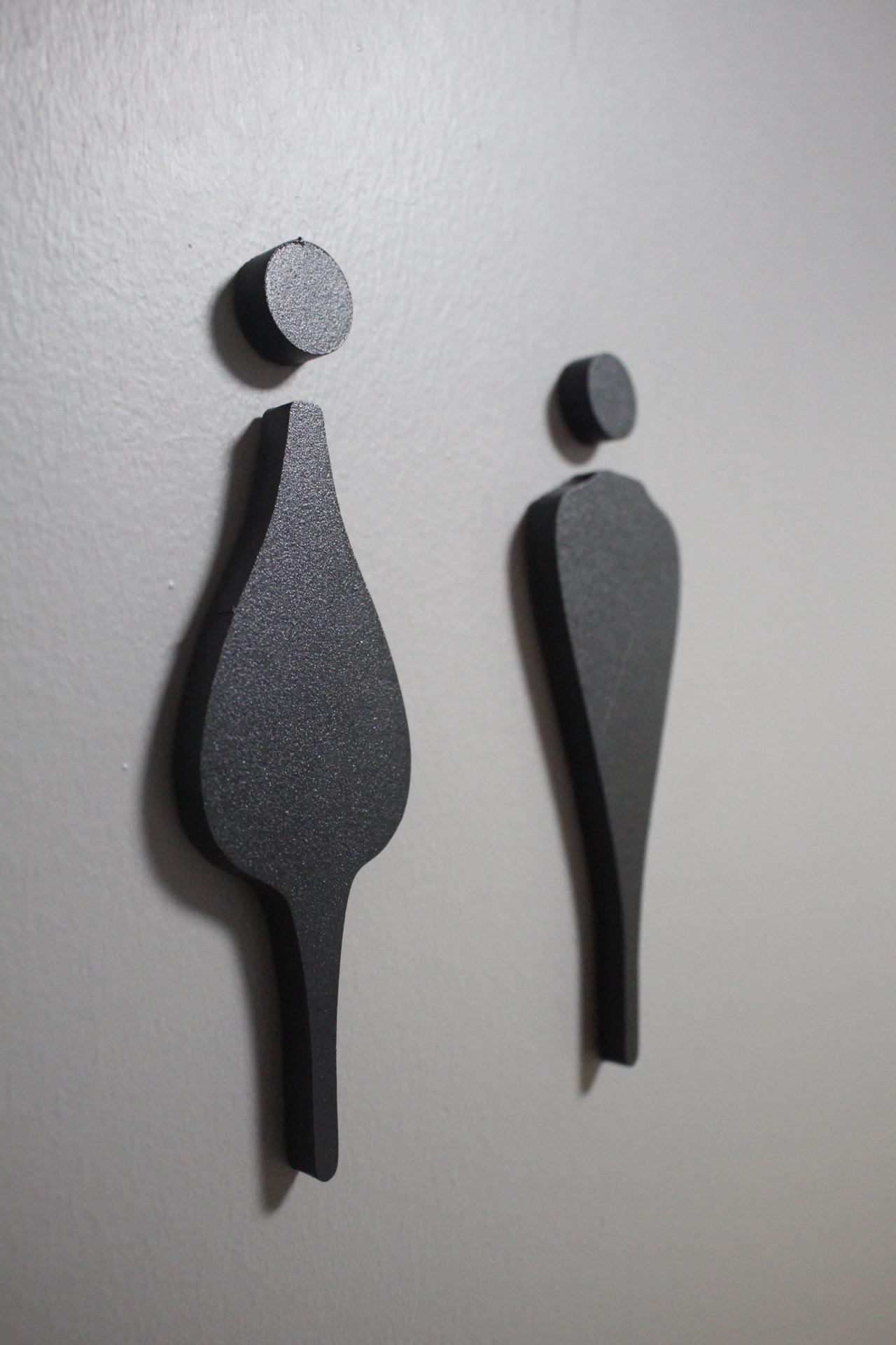 Bathroom Metal Sign, Modern Restroom Sign, Men Women Sign, Business Wc ...