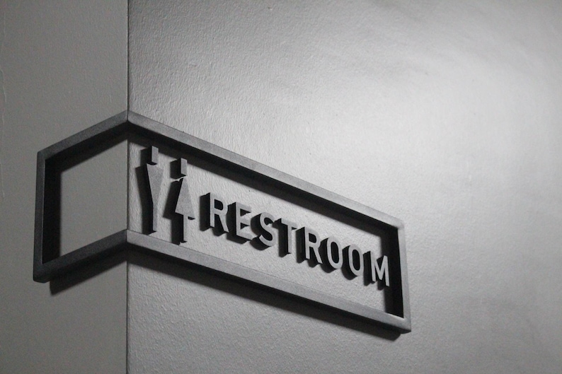 Texture Black Restroom Sign, Bathroom Wall Decor, Business Sign, Door ...