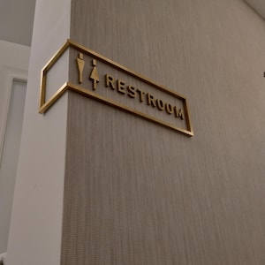 Corner Restroom Sign, Bathroom Sign, Bathroom Wall Decor, Business Sign ...