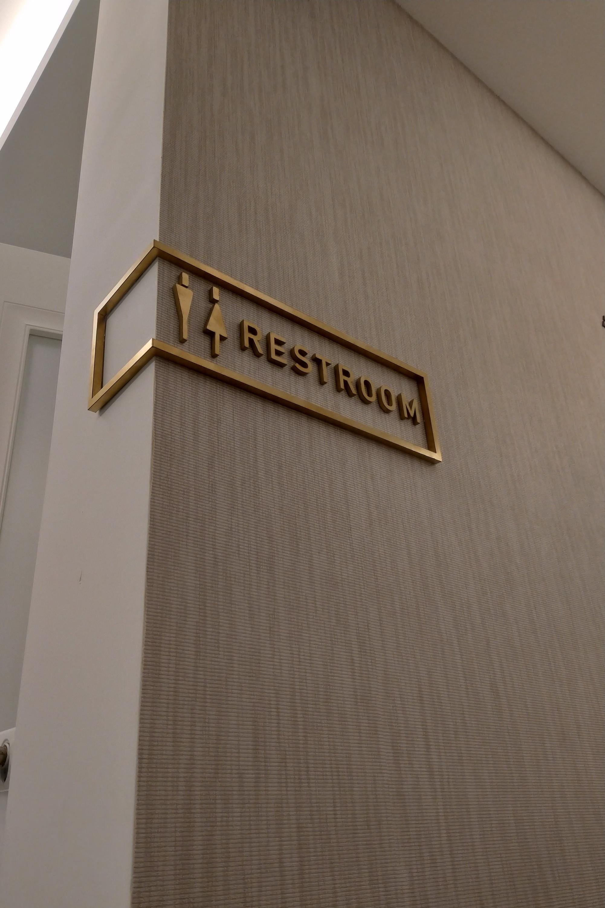 Corner Restroom Sign, Bathroom Sign, Bathroom Wall Decor, Business Sign ...