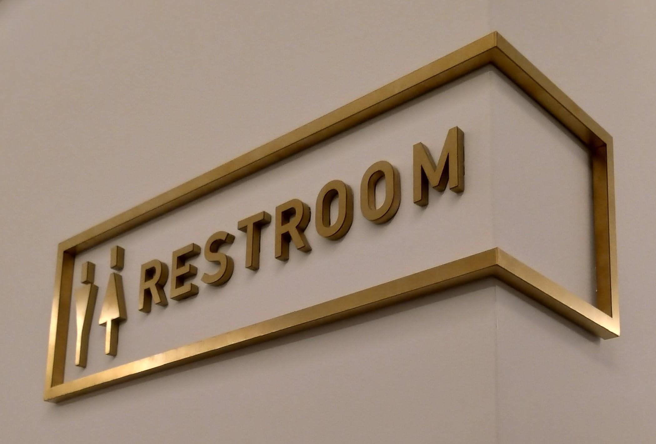 Corner Restroom Sign, Bathroom Sign, Bathroom Wall Decor, Business Sign ...