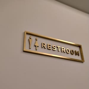 Modern Restroom Sign, Bathroom Art, Office Bathroom Wall Decor, Men ...