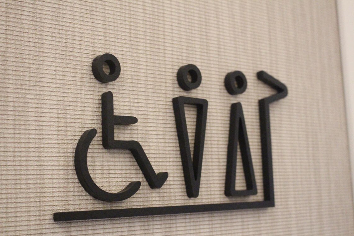 Restroom Sign, Wc Sign With Arrows,hanging Wc Sign,bathroom Sign ...
