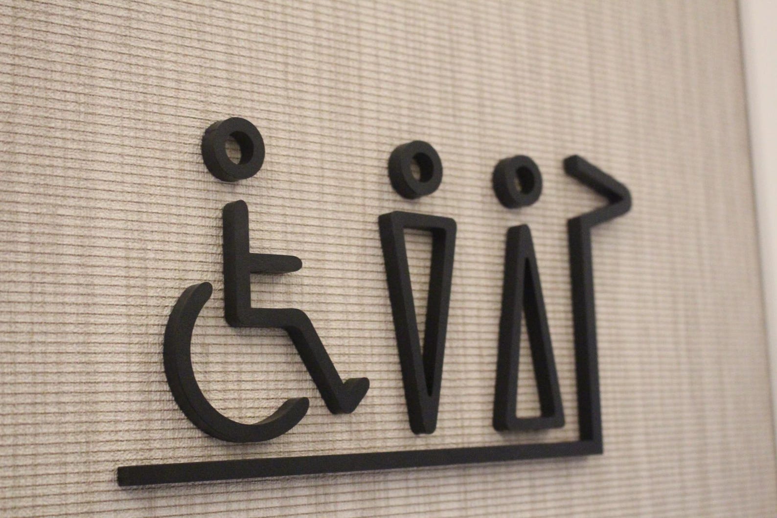 Restroom Sign, Wc Sign With Arrows,hanging Wc Sign,bathroom Sign ...