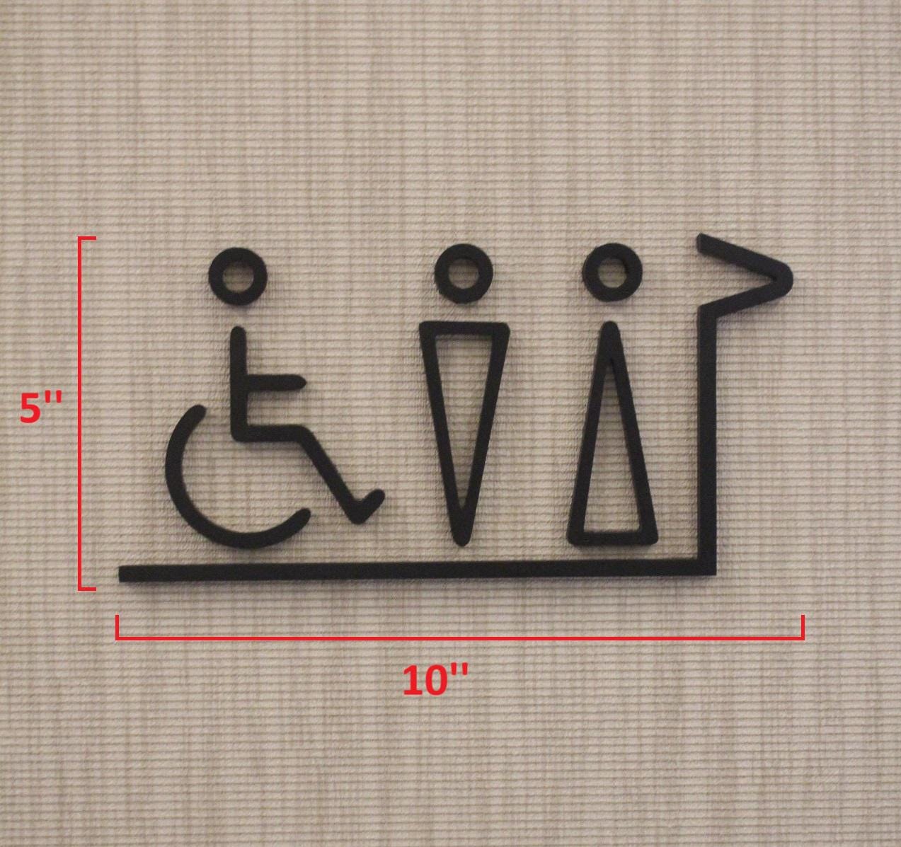 Restroom Sign, Wc Sign With Arrows,hanging Wc Sign,bathroom Sign ...