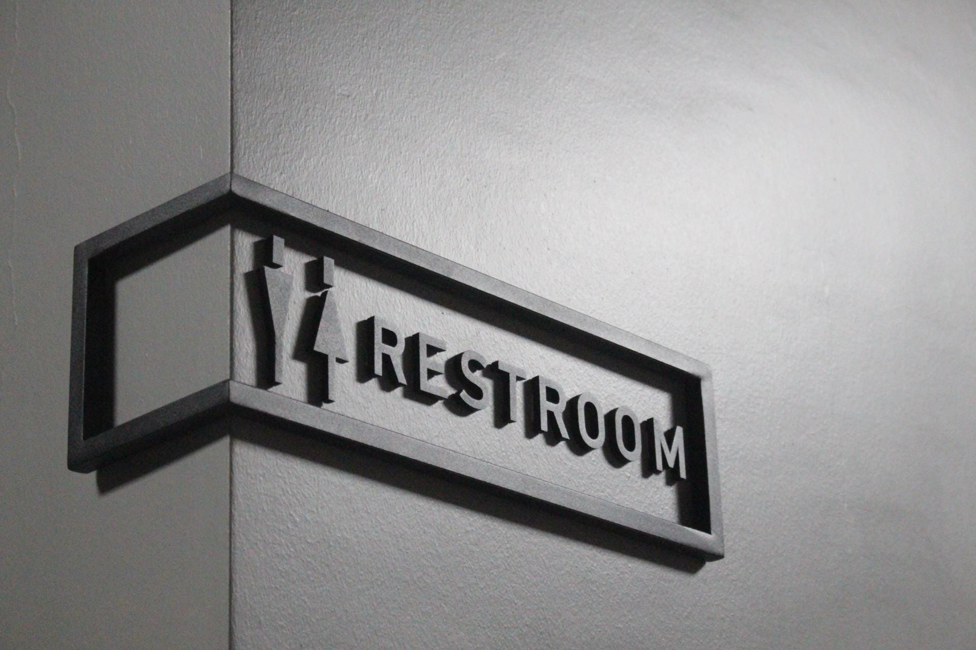 Texture Black Restroom Sign, Bathroom Wall Decor, Business Sign, Door ...