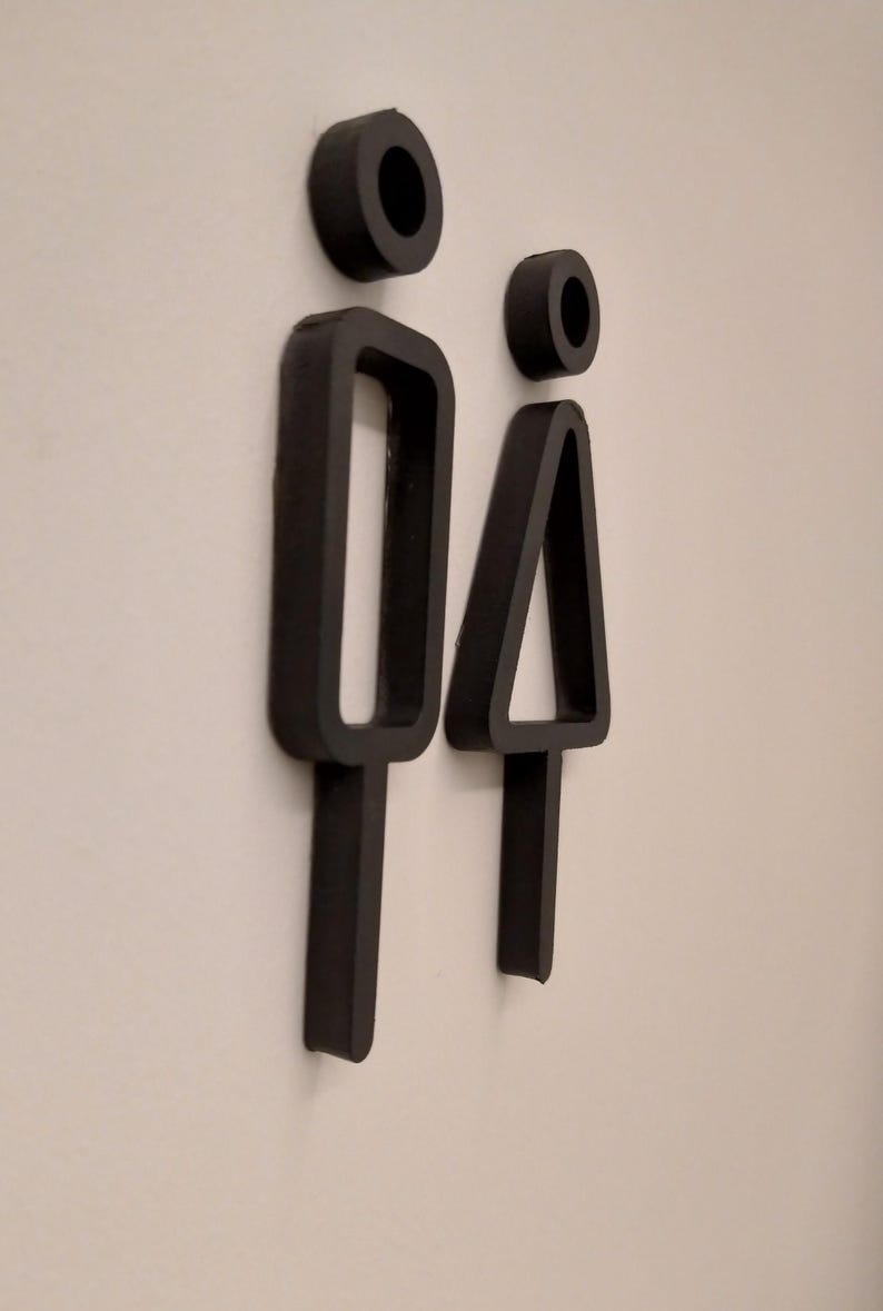 Bathroom Metal Sign, Modern Restroom Sign, Men Women Sign, Business Wc ...