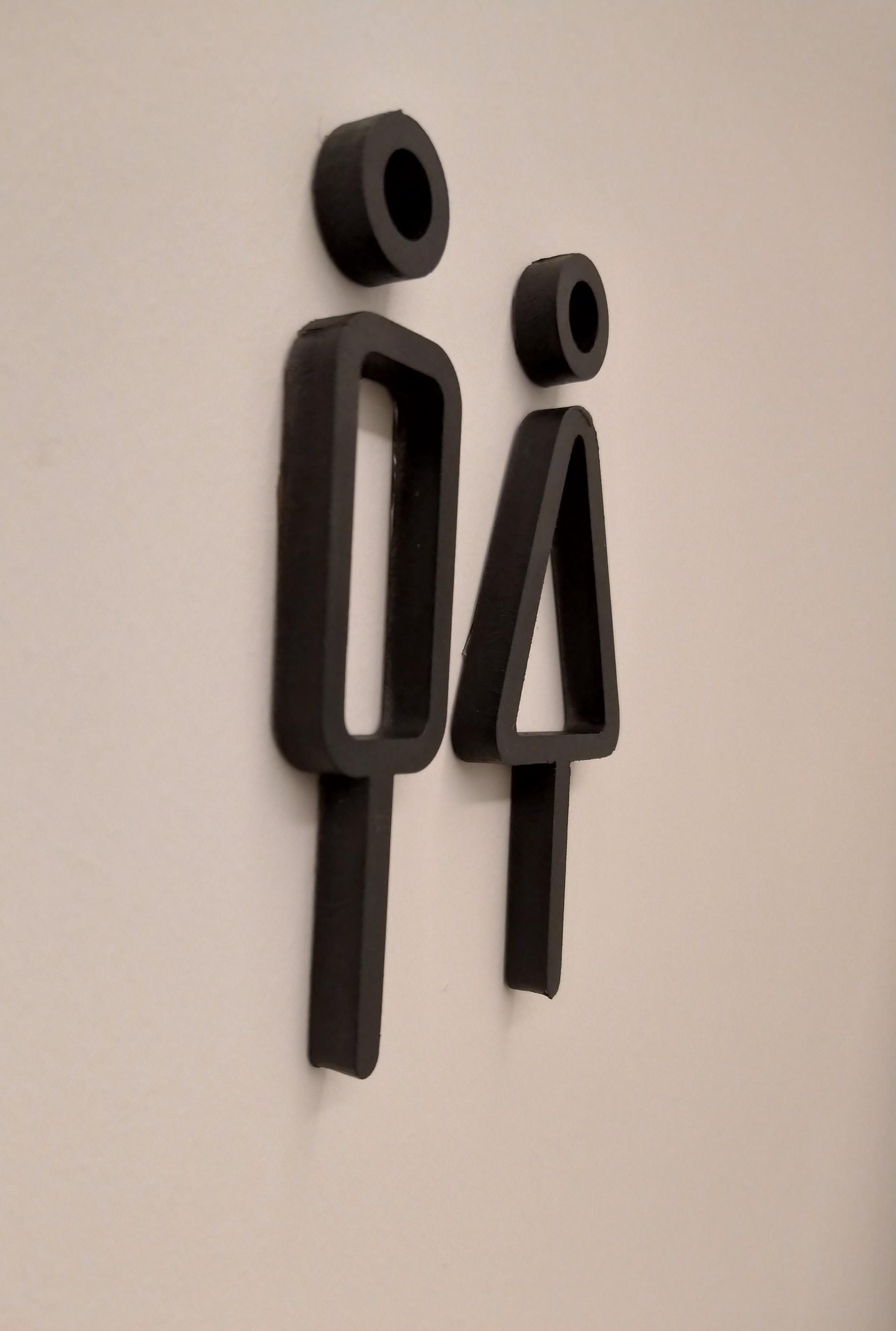 Bathroom Metal Sign, Modern Restroom Sign, Men Women Sign, Business Wc ...