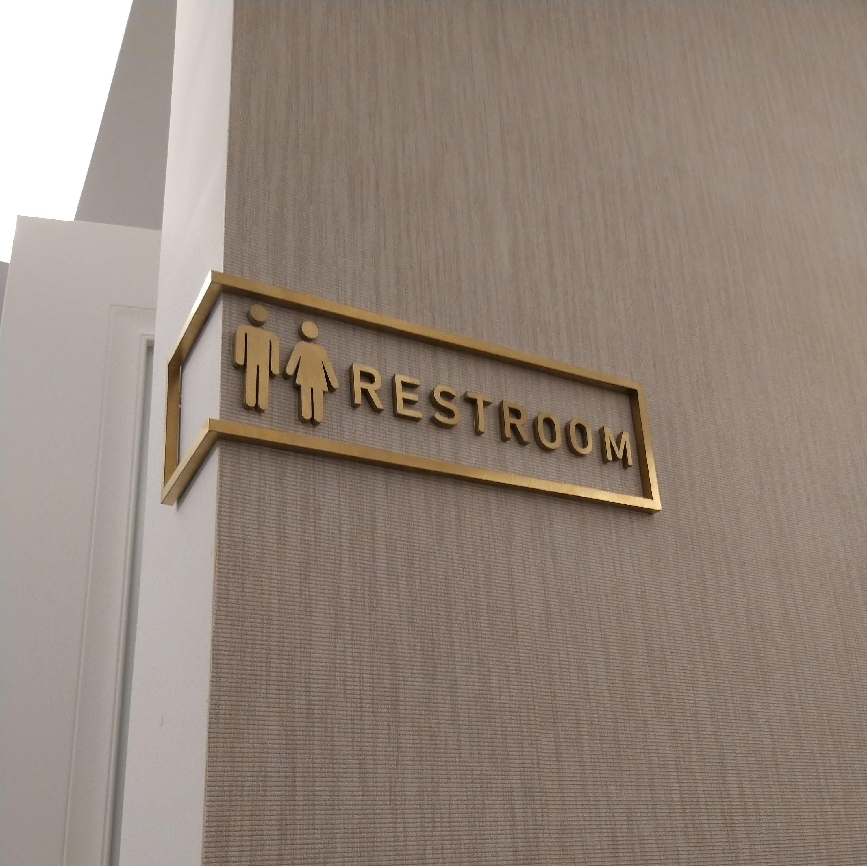Corner Wrap Gold Restroom, Washroom, Bathroom Sign, Office Restroom ...