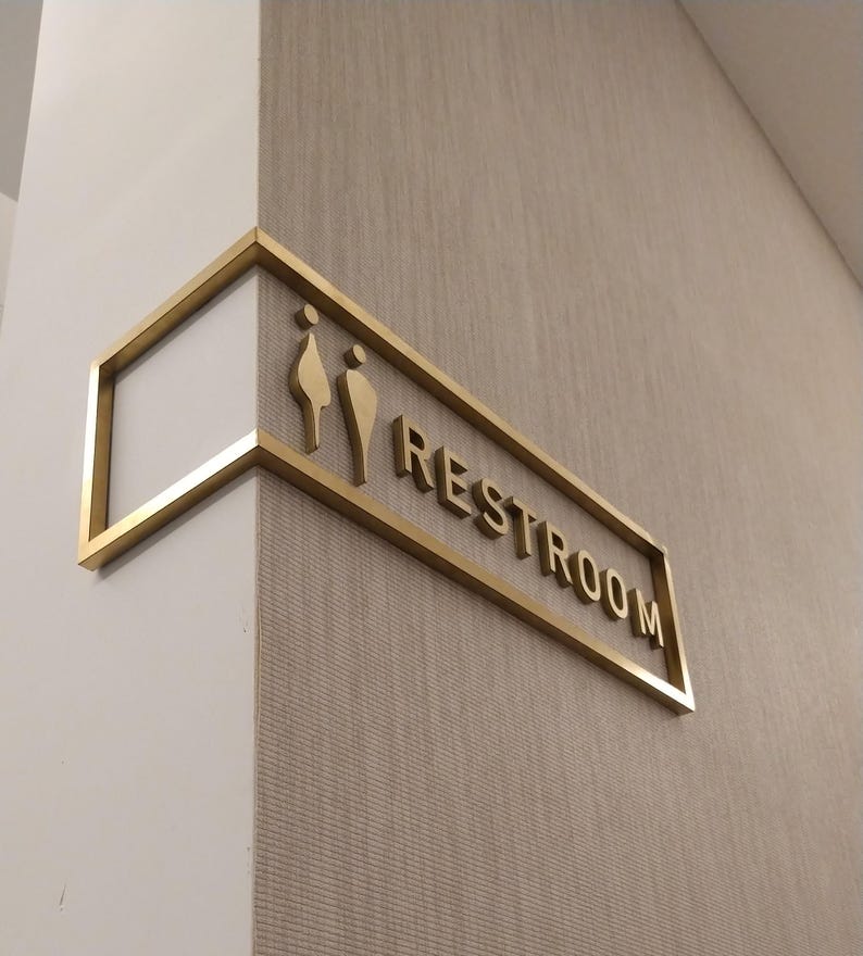 Restroom Wall Sign, Modern Bathroom Marker, Unisex Toilet Plaque ...