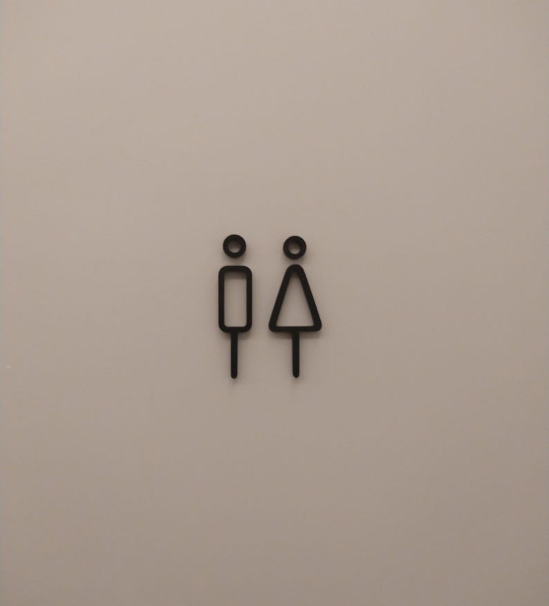 Bathroom Metal Sign, Modern Restroom Sign, Men Women Sign, Business Wc ...