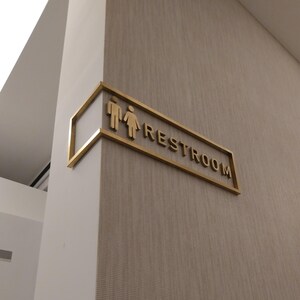 Corner Wrap Gold Restroom, Washroom, Bathroom Sign, Office Restroom ...