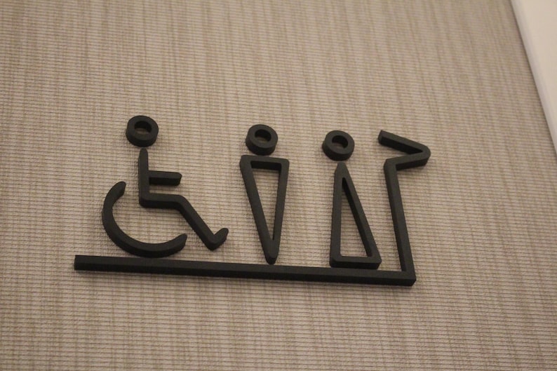 Restroom Sign, Wc Sign With Arrows,hanging Wc Sign,bathroom Sign ...