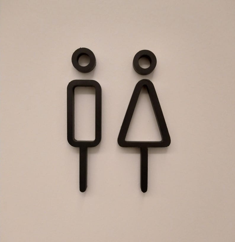 Bathroom Metal Sign, Modern Restroom Sign, Men Women Sign, Business Wc ...