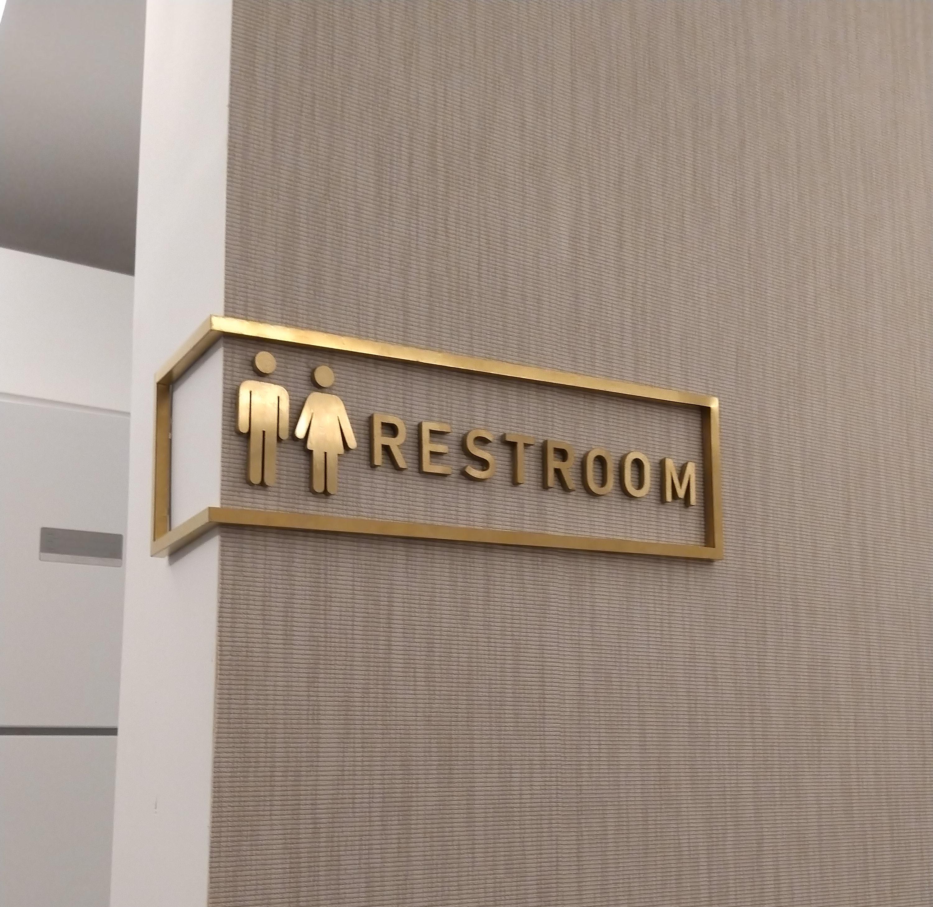 Corner Wrap Gold Restroom, Washroom, Bathroom Sign, Office Restroom ...