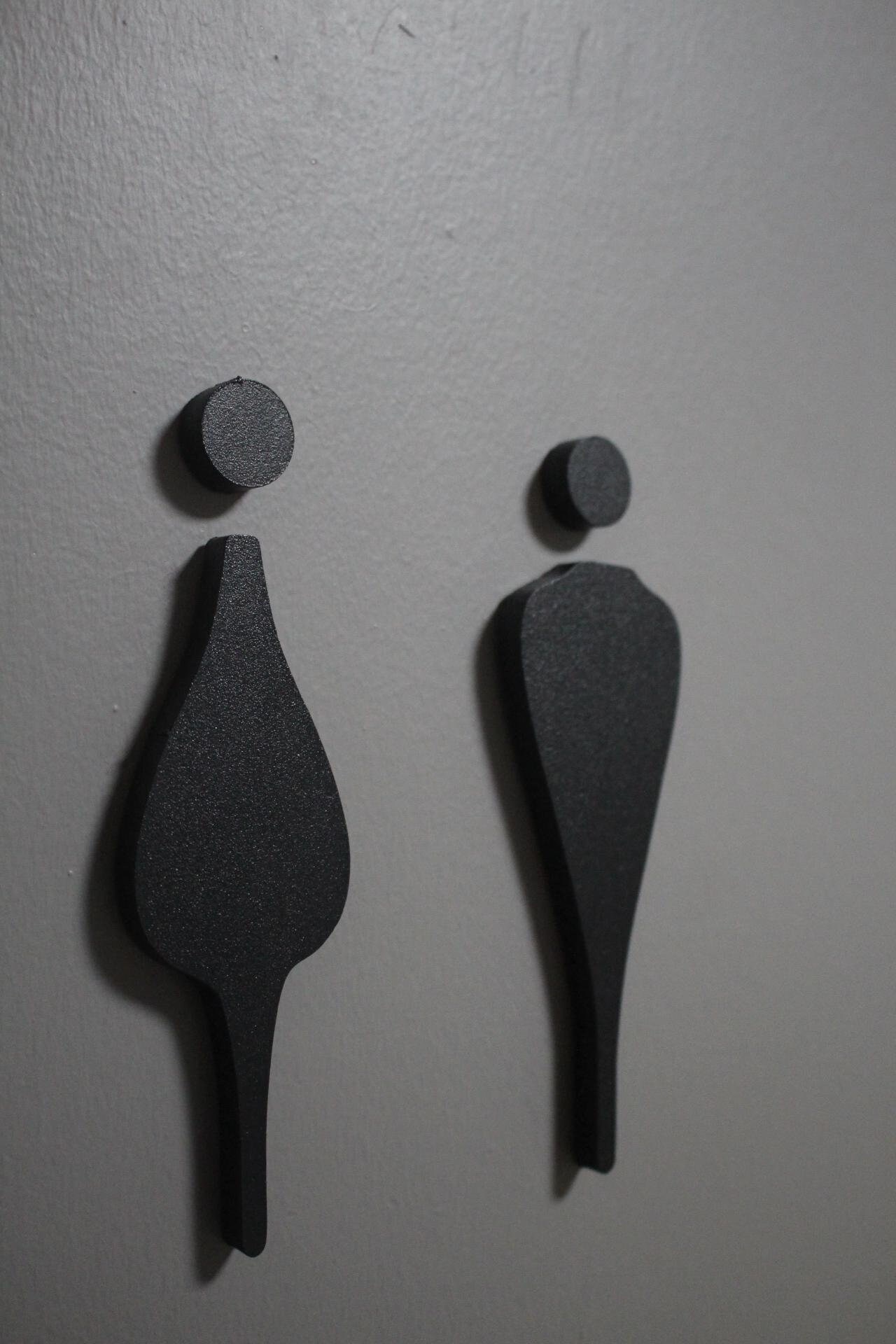 Bathroom Metal Sign, Modern Restroom Sign, Men Women Sign, Business Wc ...