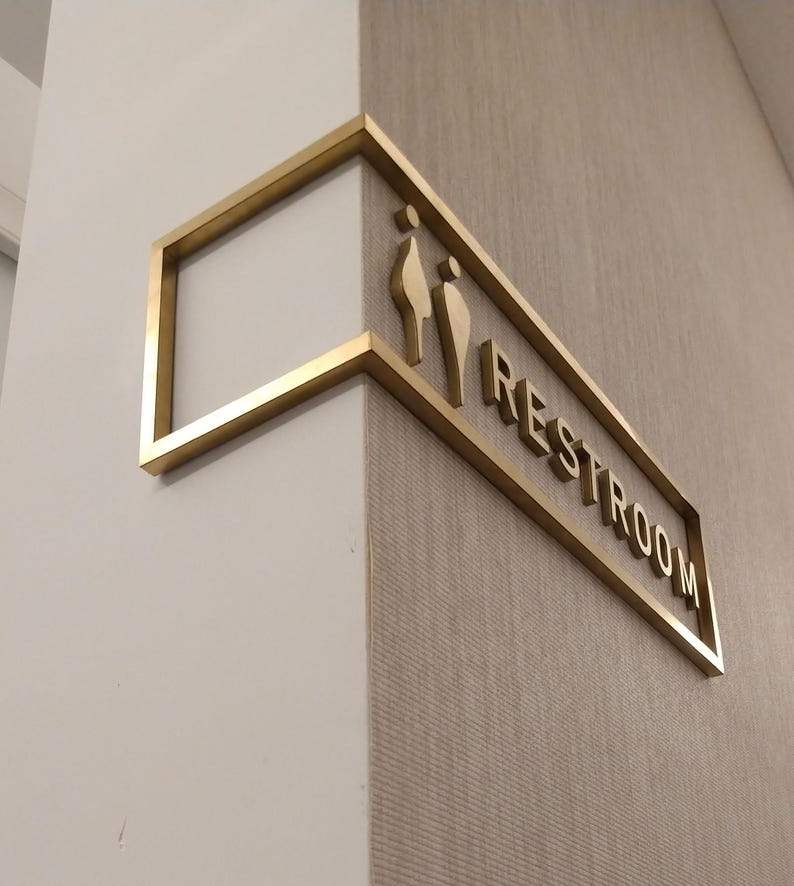Restroom Wall Sign, Modern Bathroom Marker, Unisex Toilet Plaque ...