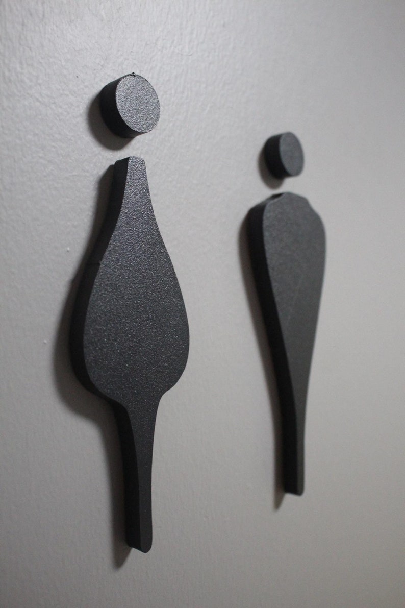 Bathroom Metal Sign, Modern Restroom Sign, Men Women Sign, Business Wc ...