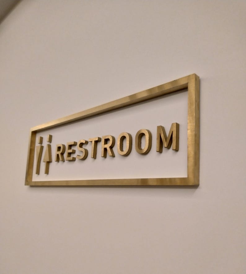 Modern Restroom Sign, Bathroom Art, Office Bathroom Wall Decor, Men ...
