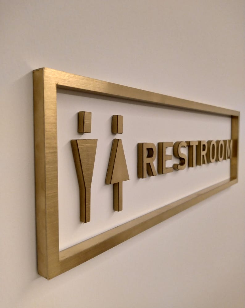 Modern Restroom Sign, Bathroom Art, Office Bathroom Wall Decor, Men ...