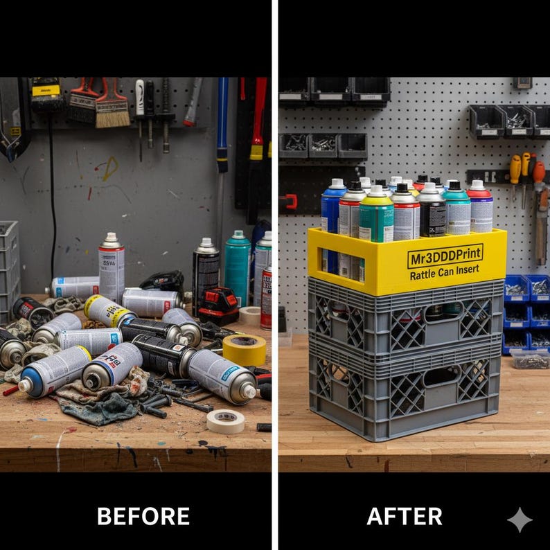 Milk Crate Spray Can Organizer Insert – Holds 16 Standard Rattle Cans ...