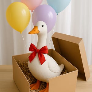Porch Goose Statue With Holiday Bows – 24 Inch Decorative Goose Gift ...