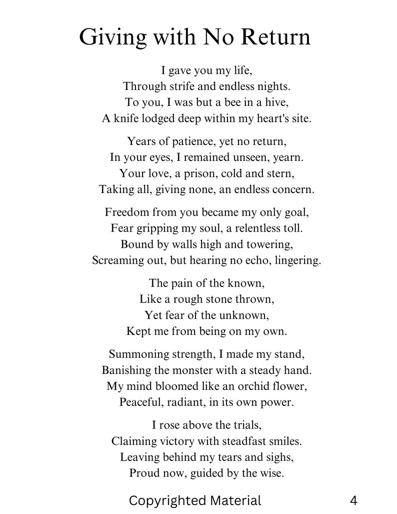 Rising From Seas of Depression, Poem Ebook, Digital File, Gift for Him ...