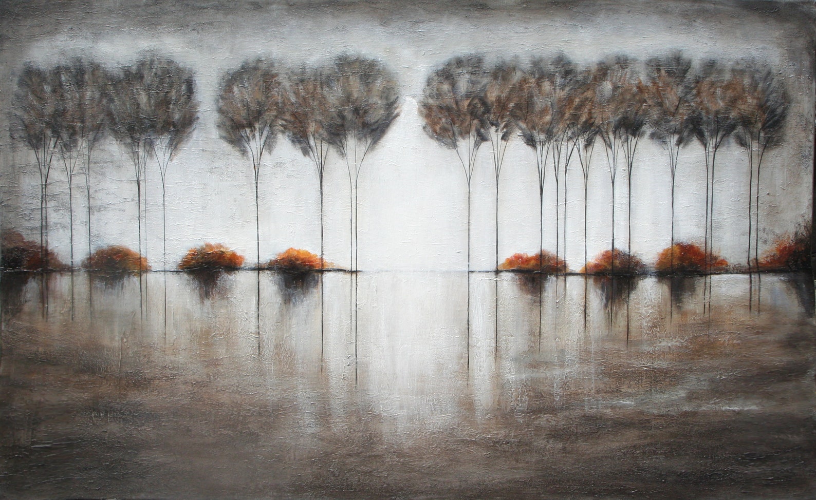 Original Landscape Painting Warm Gray Trees Made to Order - Etsy